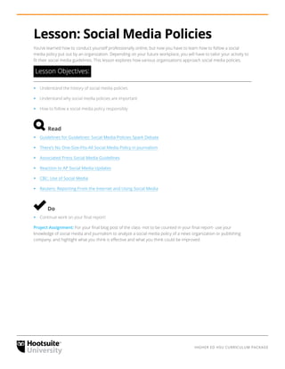 Social Media for Journalism Curriculum | PDF