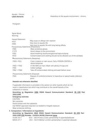 Hals 292 tinuvin 292 cas 41556 26-7 cas 82919-37-7 safety data sheet ...