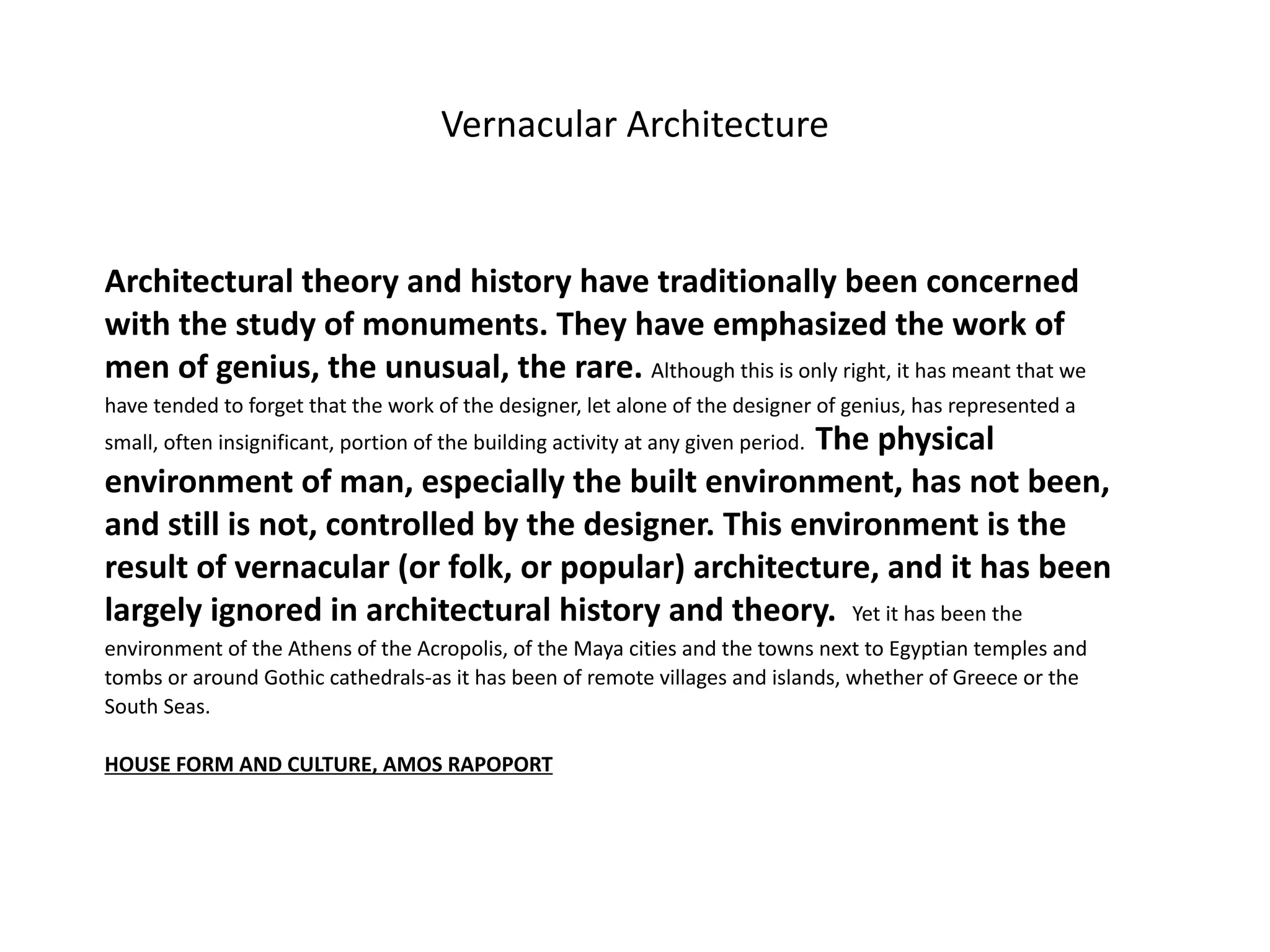 Human settlement and vernacular architecture | PDF