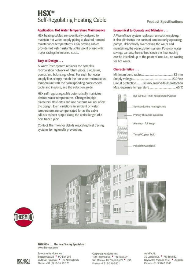 Thermon HSX Heat Tracing Cable - Spec Sheet | PDF