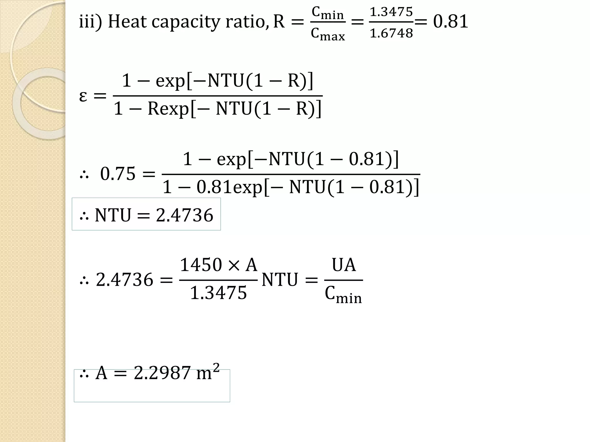 Effectiveness for Counterflow heat exchanger | PPTX