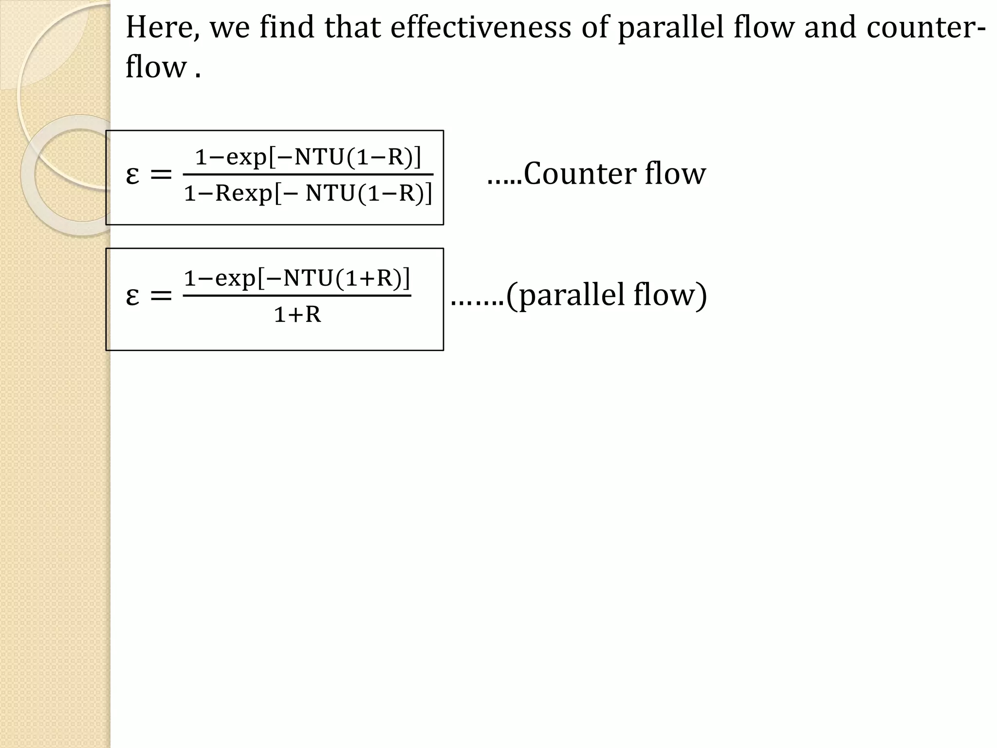 Effectiveness for Counterflow heat exchanger | PPTX