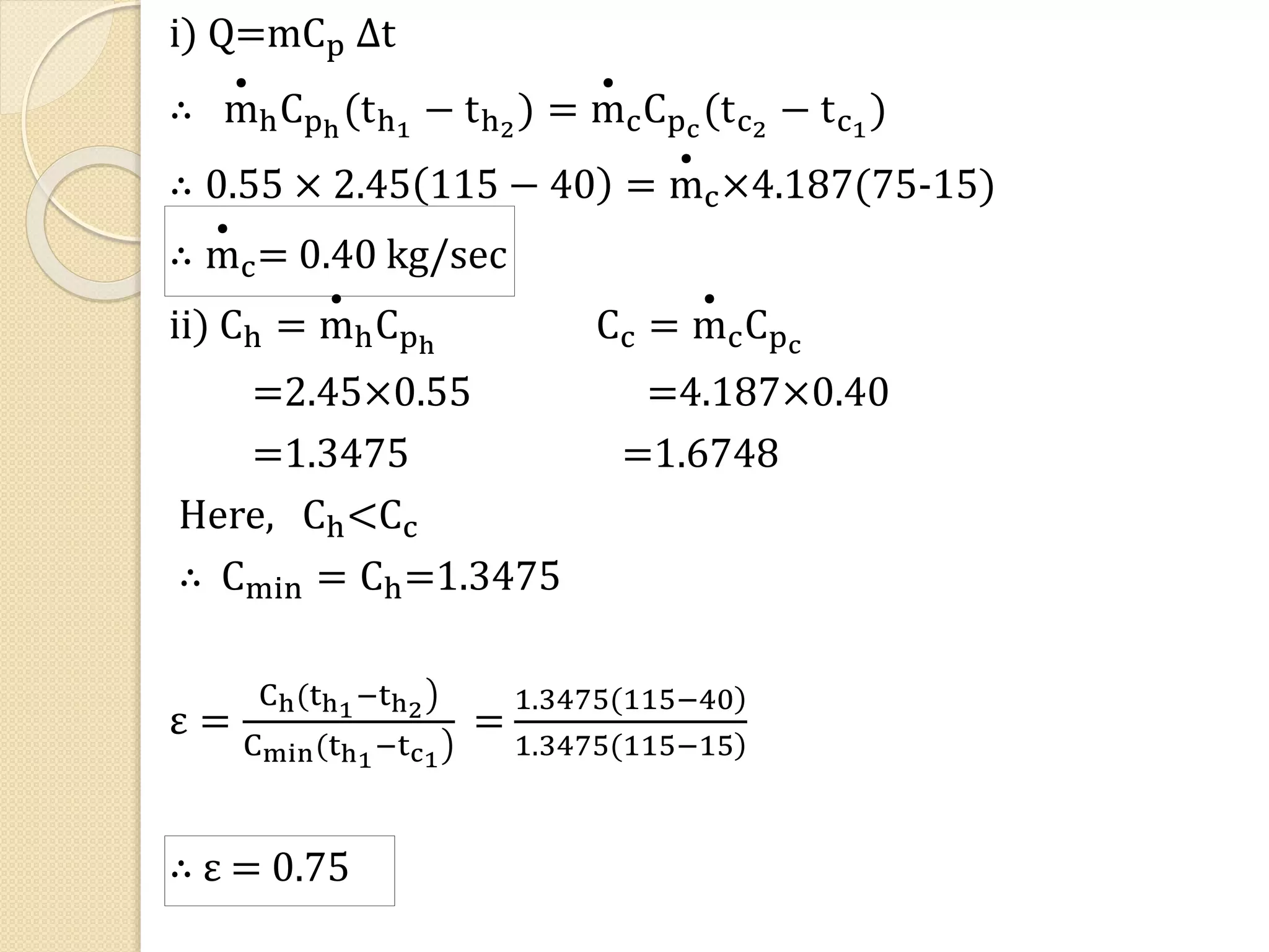 Effectiveness for Counterflow heat exchanger | PPTX