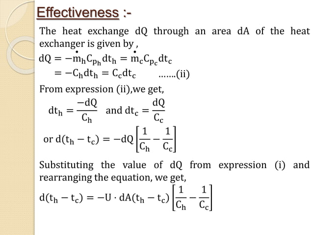 Effectiveness for Counterflow heat exchanger | PPT
