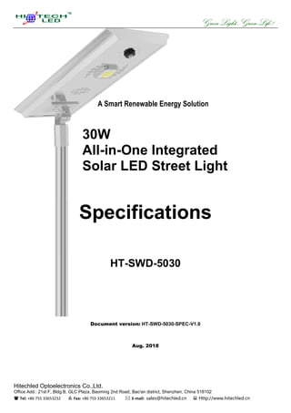 Hitechled New Innovative all in one solar street light with drawer design HT-SWD-5030 | PDF
