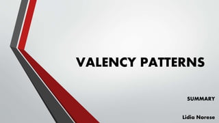 valency patterns | PPSX