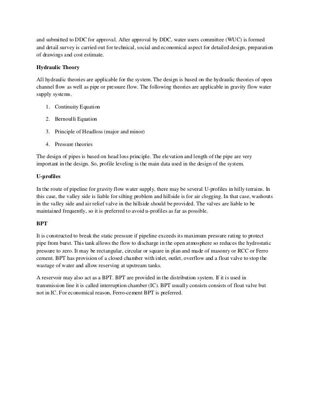 Chapter 9 gravity flow water supply system