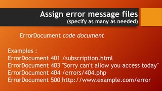 Htaccess crash course for Beginners | PPTX | Internet | Computing