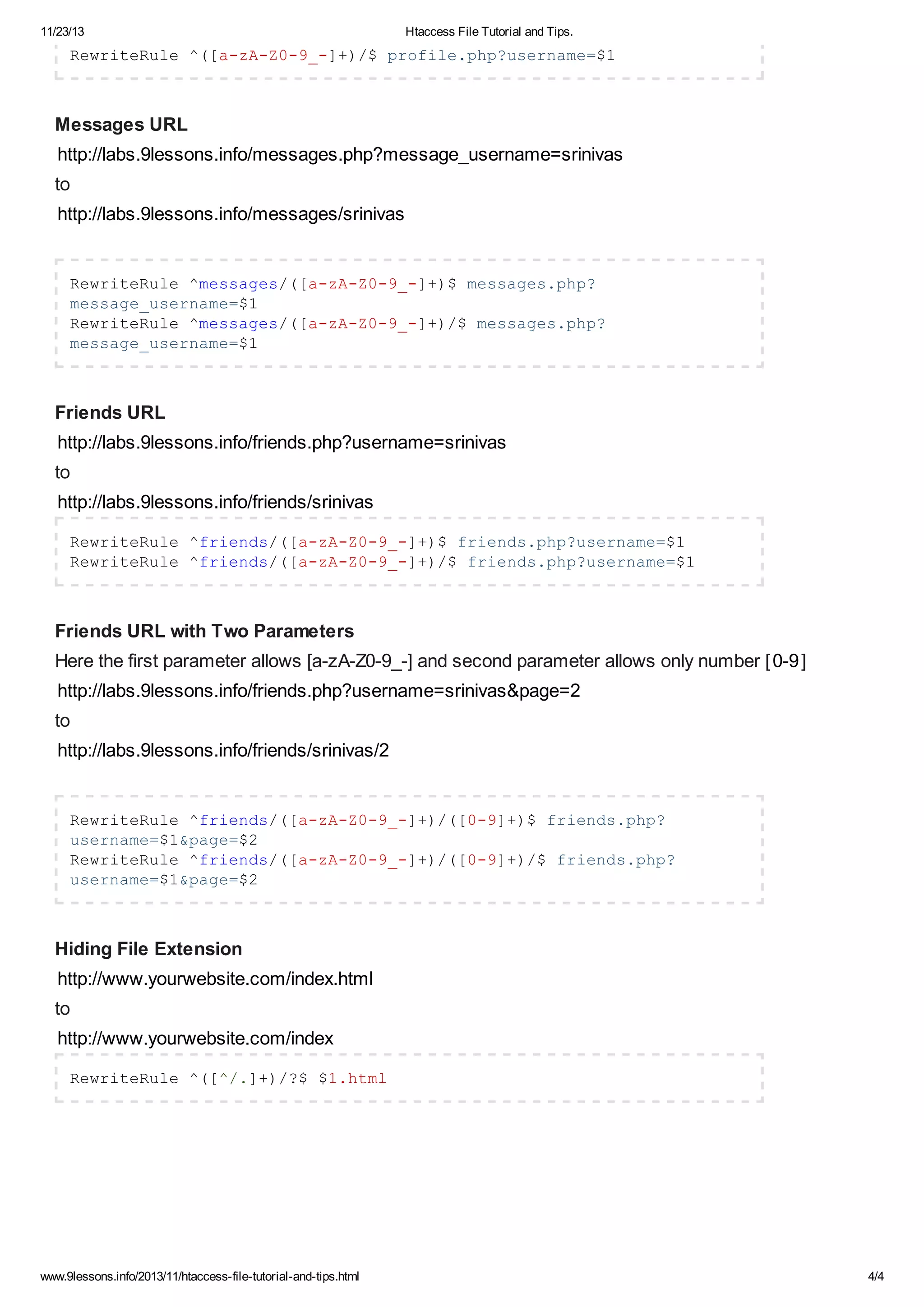 Htaccess file tutorial and tips | PDF