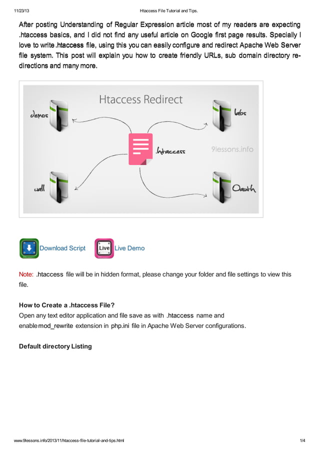 Htaccess file tutorial and tips | PDF
