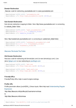 Htaccess file tutorial and tips | PDF