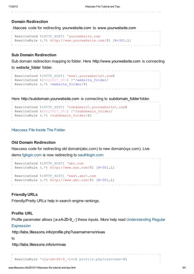 Htaccess file tutorial and tips | PDF