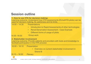 EUnetHTA Training course for Stakeholders - How to use HTA for decision ...
