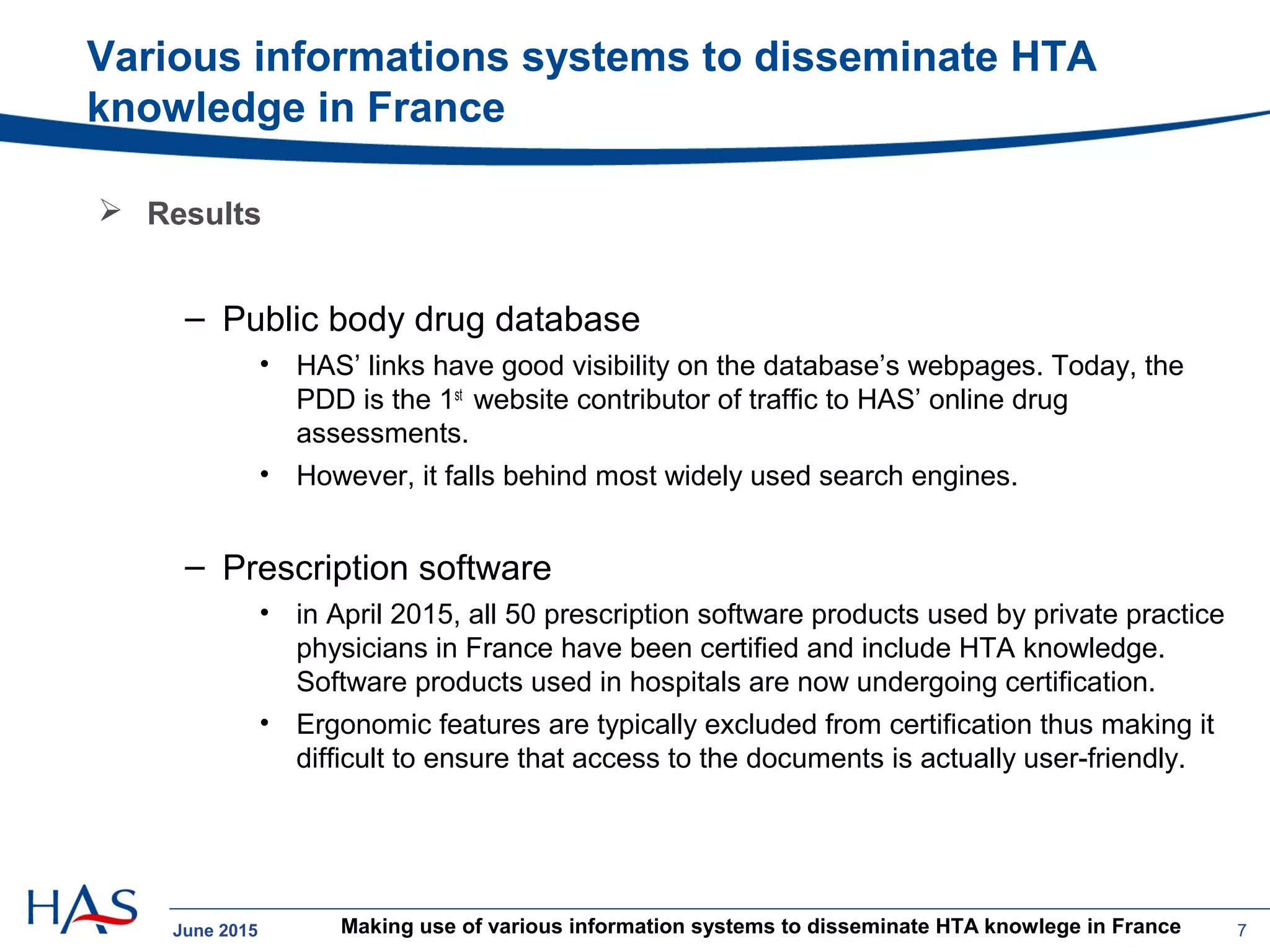 Making use of various information systems to disseminate HTA knowledge ...