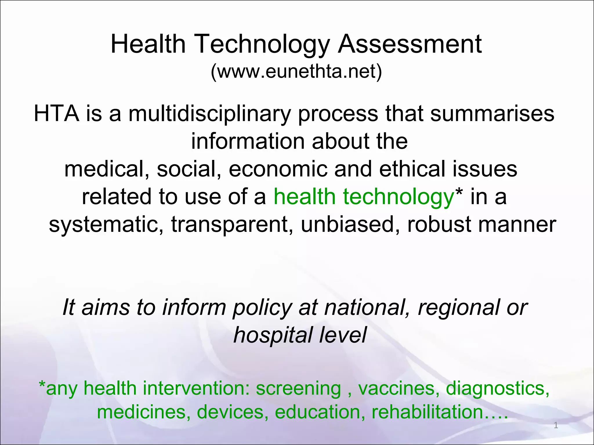 Health Technology Assessment | PPT
