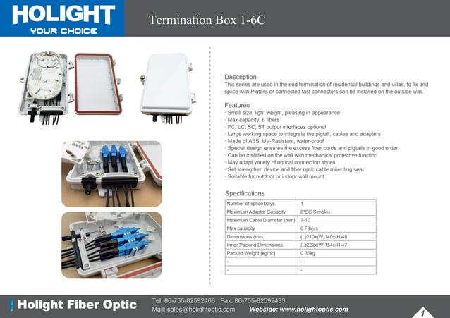 HTB8009 1-6 Core Outdoor Terminal Box | PDF