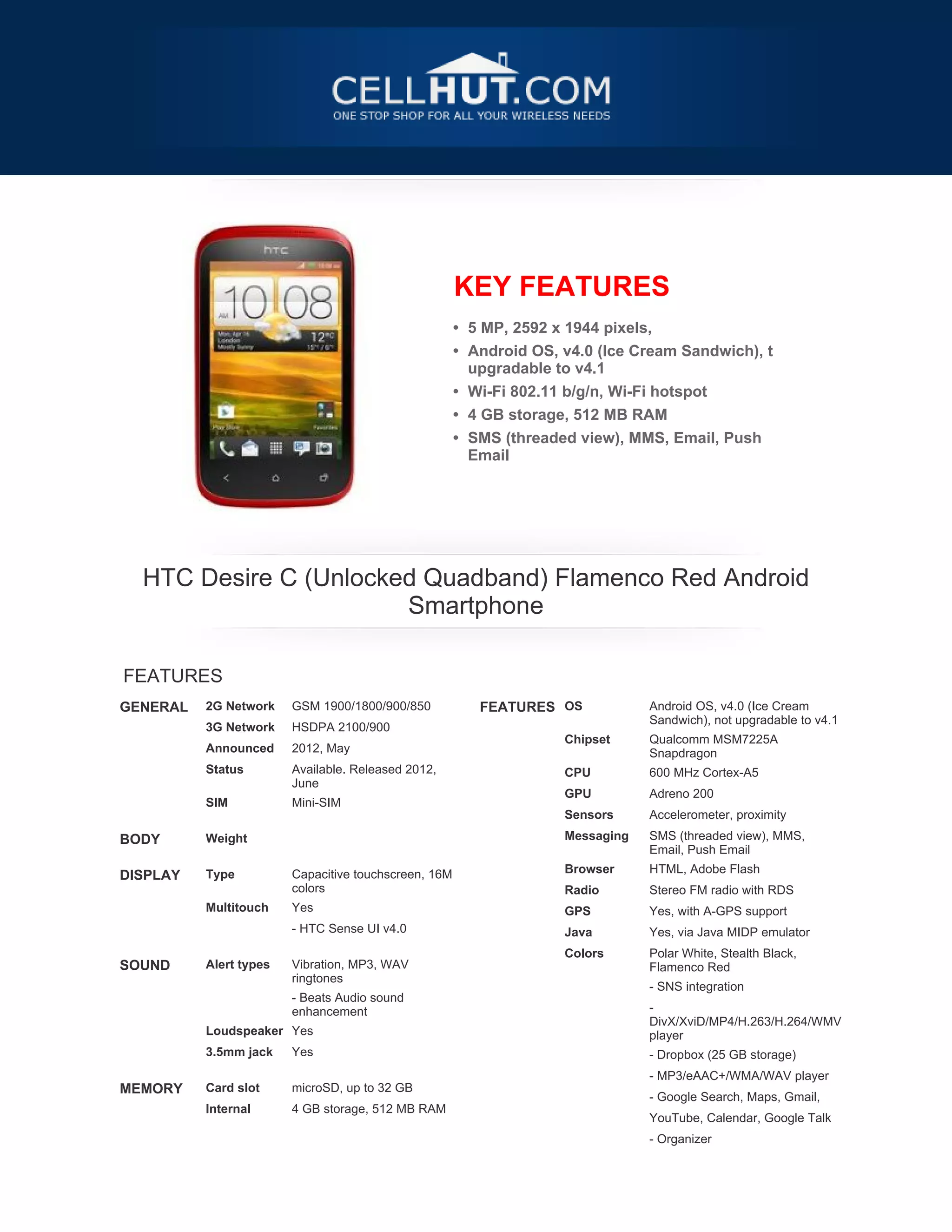 Htc desire-c-unlocked-quadband-flamenco-red-android-smartphone brochure ...