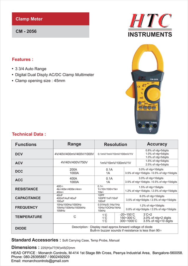 Htc clamp meter cm 2056 | PDF