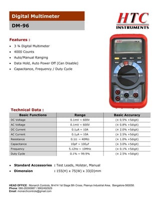 Htc digital multi meter dm 96 | PDF