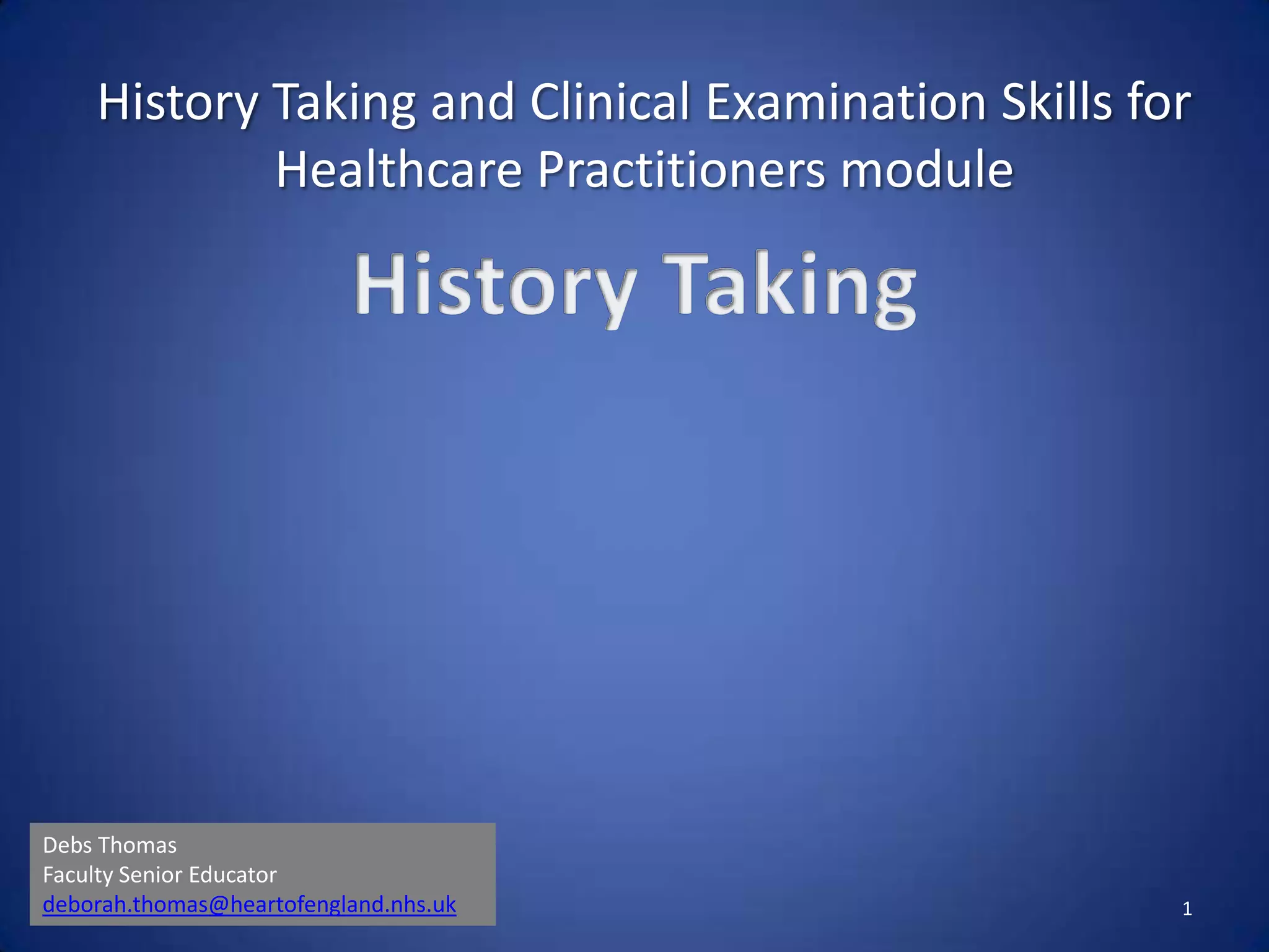 Clinical History Taking | PPTX