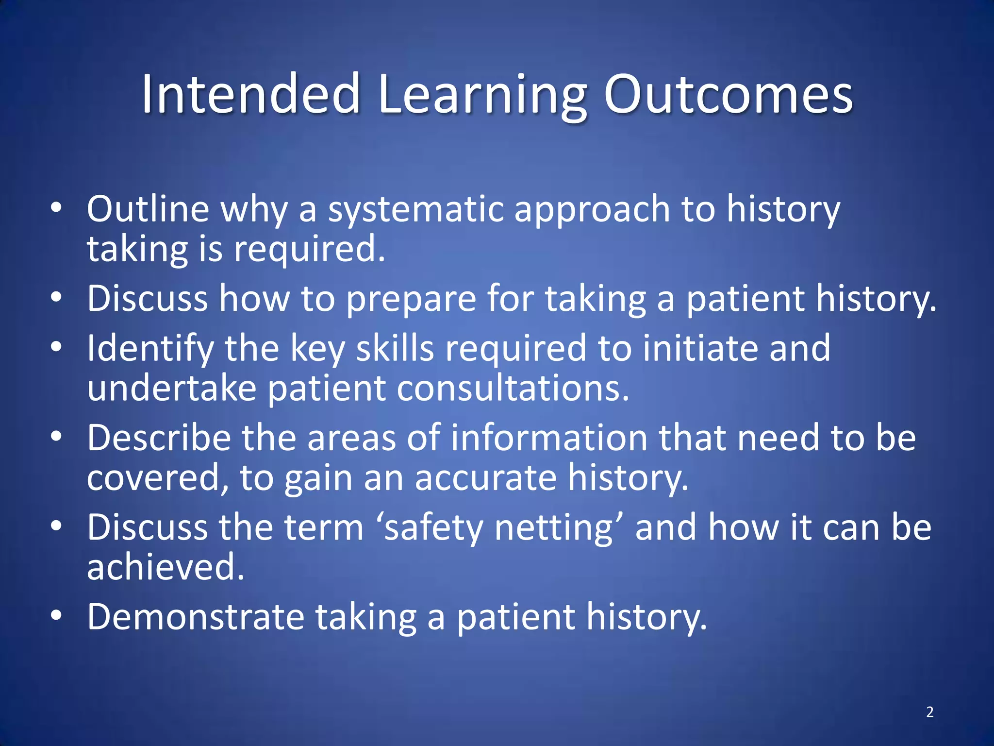 Clinical History Taking | PPTX