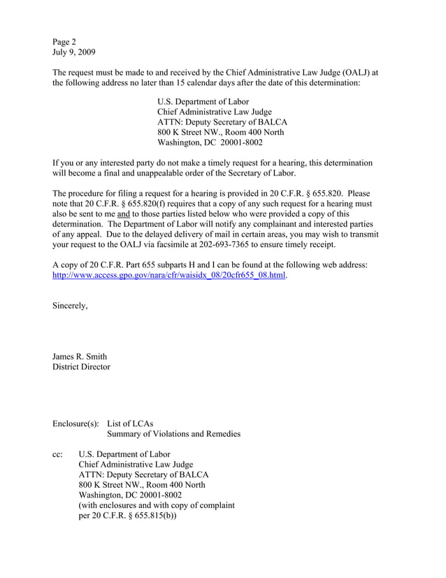 Htc Global Services Us Dol Determination Letter | PDF | Legal Services ...