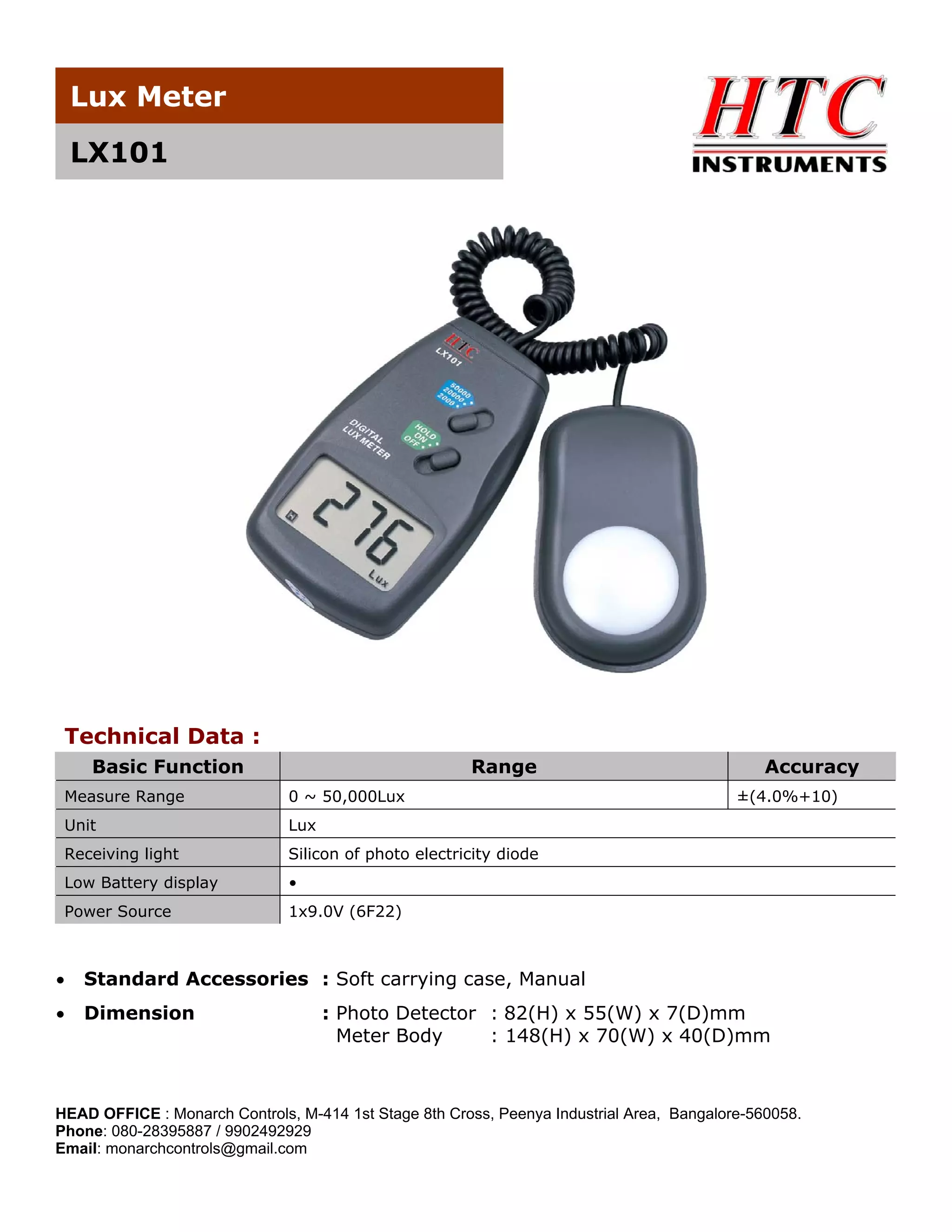Htc lux meter lx 101 | PDF