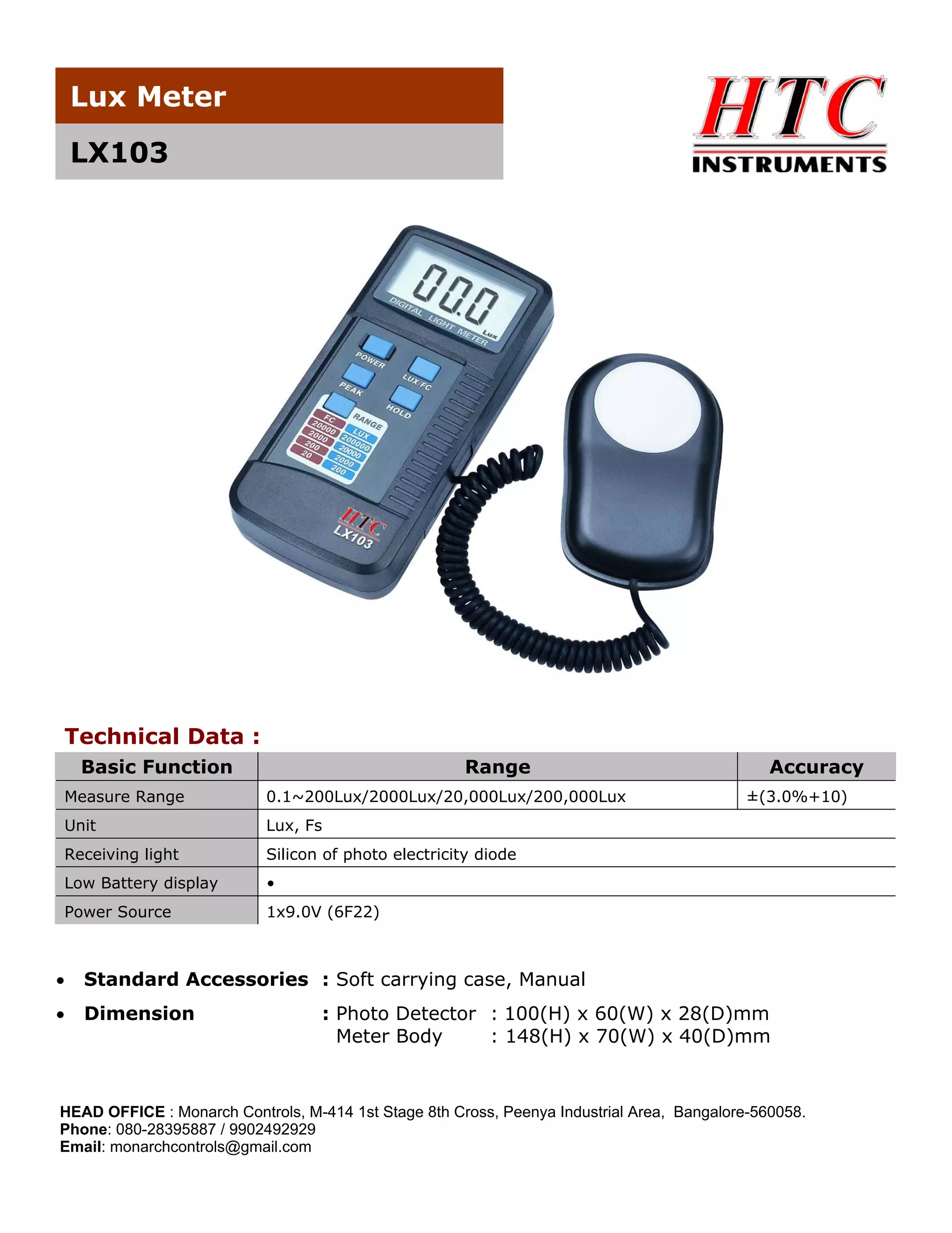 Htc lux meter lx 103 | PDF