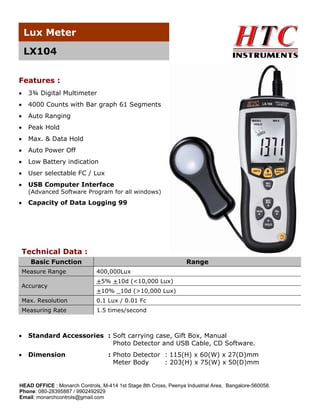 Htc lux meter lx 104 | PDF