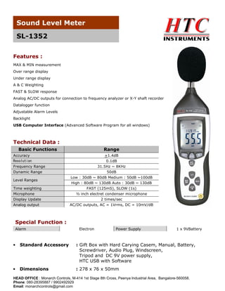Htc sound level meter sl 1352 | PDF