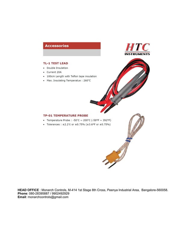 Htc test lead tl 1 temperature probe tp-1 | PDF