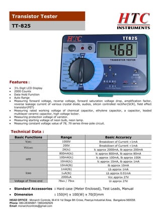 Htc transistor tester tt 825 | PDF