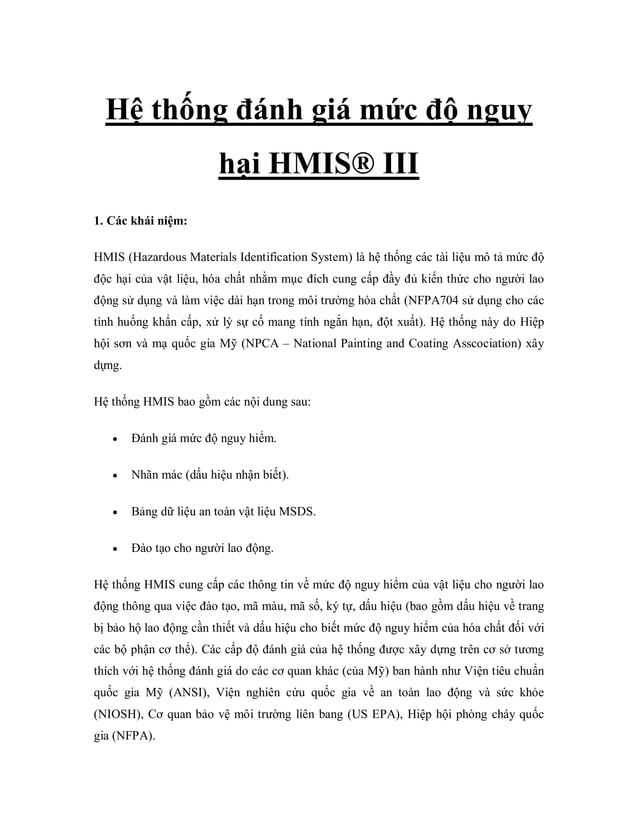 Ht danh gia muc do nguy hai hmis | PDF