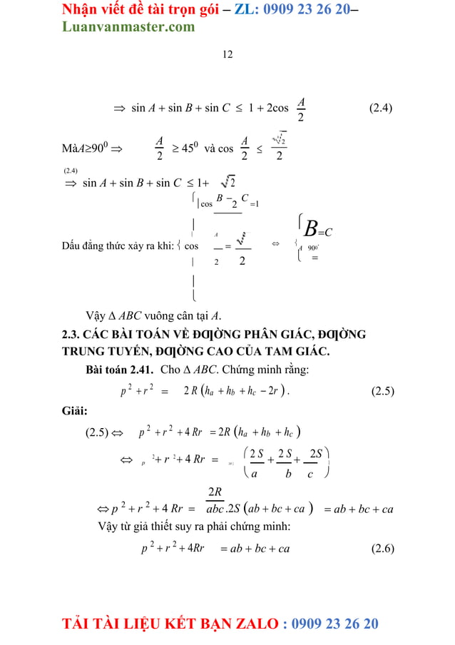 Hệ Thức Lượng Giác Và Ứng Dụng.doc