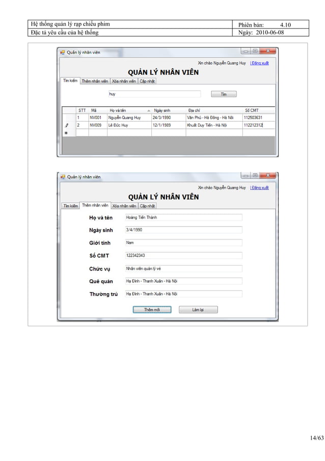 Hệ thống quản lý rạp chiếu phim | DOC