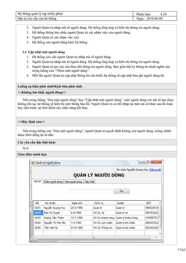 Hệ thống quản lý rạp chiếu phim | DOC