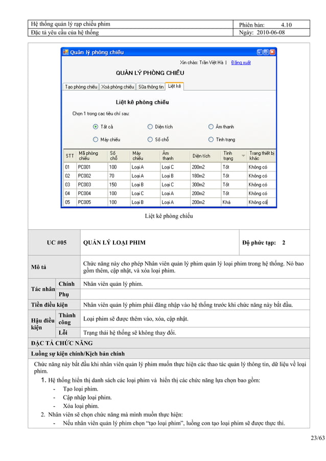 Hệ thống quản lý rạp chiếu phim | DOC
