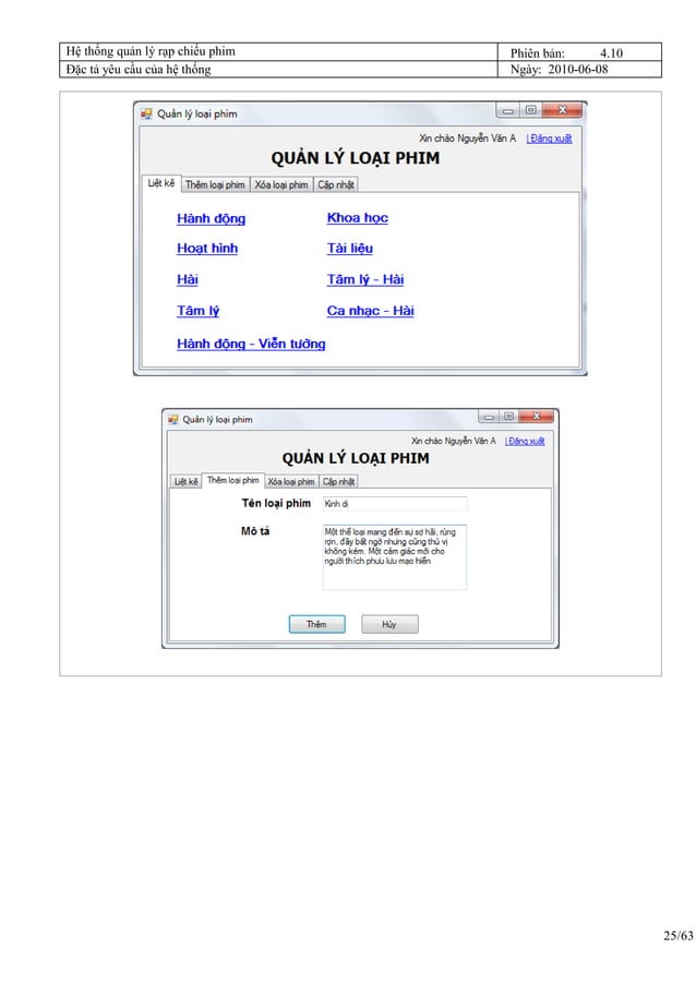 Hệ thống quản lý rạp chiếu phim | DOC