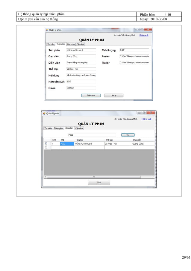 Hệ thống quản lý rạp chiếu phim | DOC