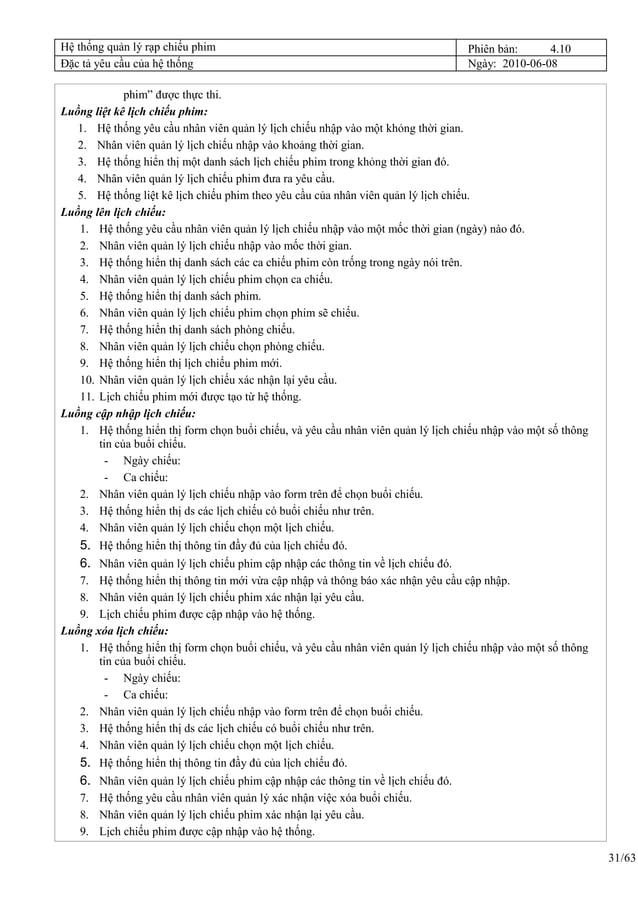 Hệ thống quản lý rạp chiếu phim | DOC