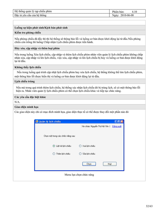 Hệ thống quản lý rạp chiếu phim | DOC