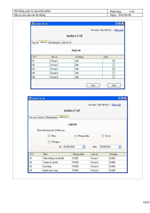 Hệ thống quản lý rạp chiếu phim | DOC