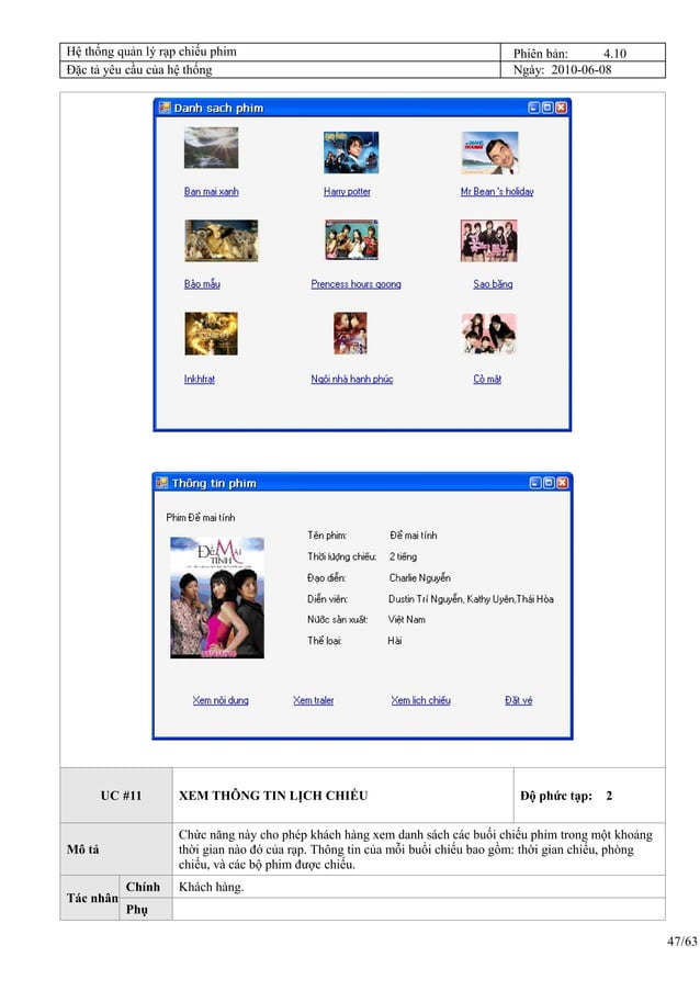 Hệ thống quản lý rạp chiếu phim | DOC