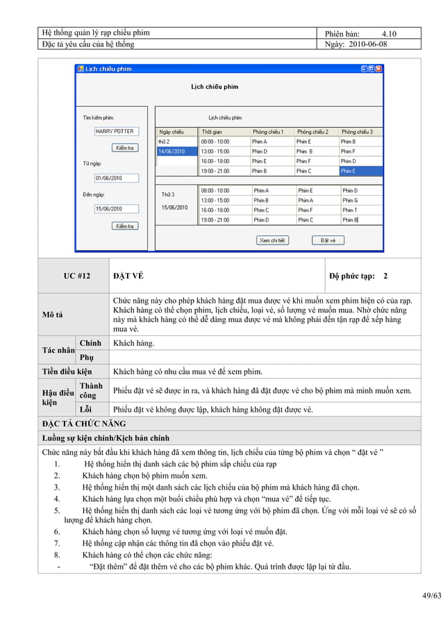 Hệ thống quản lý rạp chiếu phim | DOC