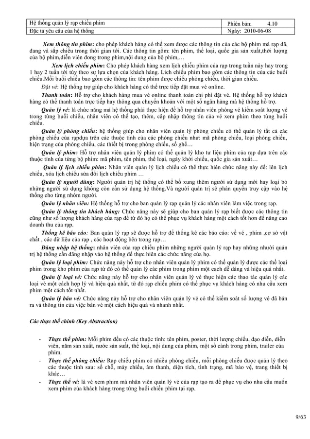 Hệ thống quản lý rạp chiếu phim | DOC