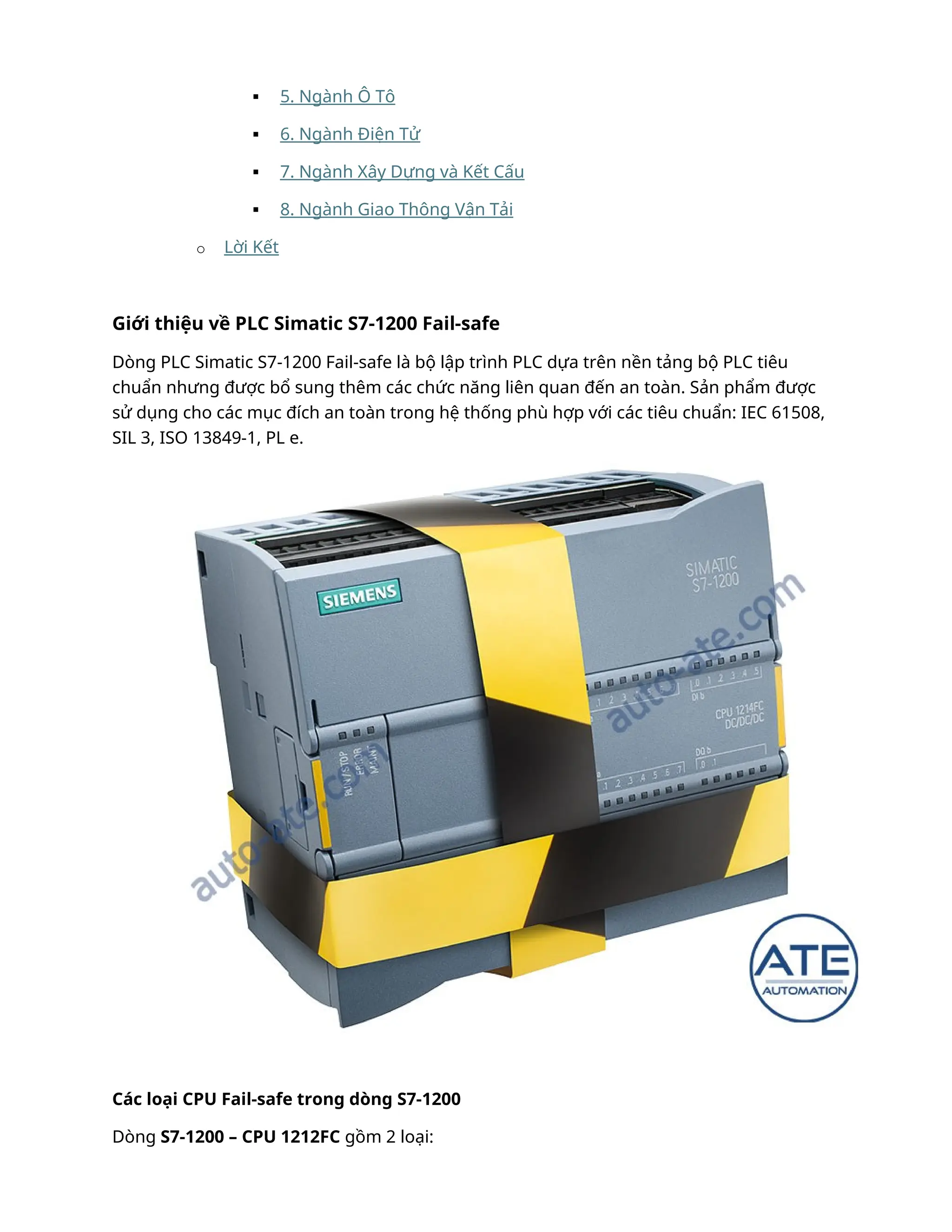 Simatic S7-1200 Fail-safe PLC Cho Ứng Dụng An Toàn | DOCX