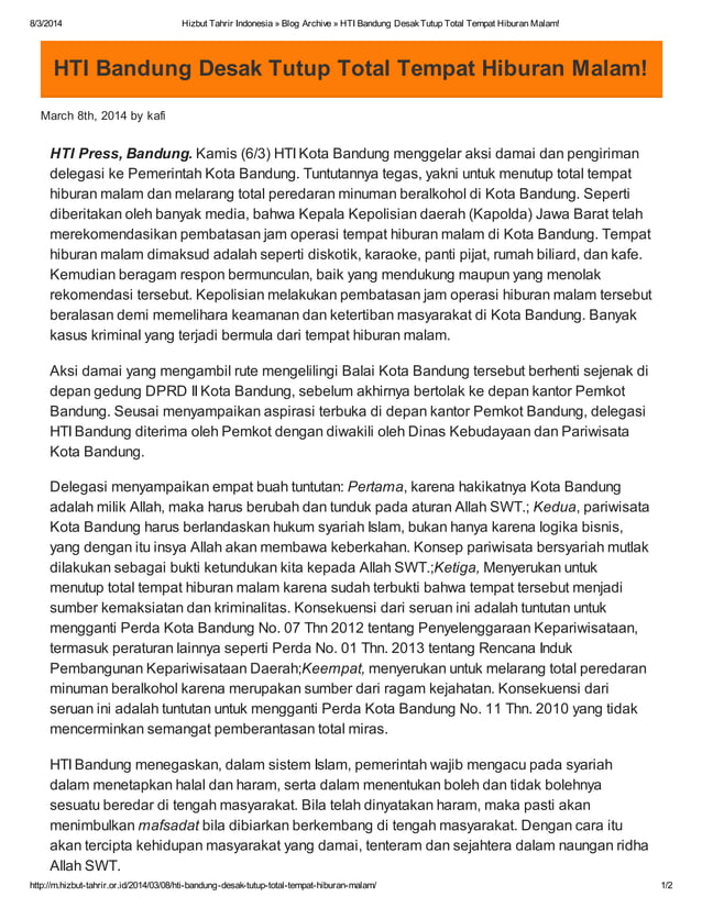 Hti bandung desak tutup total tempat hiburan malam! | PDF