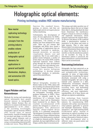 The Holography Times, September 2008, Volume 2, Issue No 4 | PDF