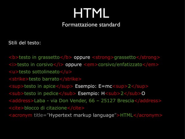Introduzione all'Html | PPT