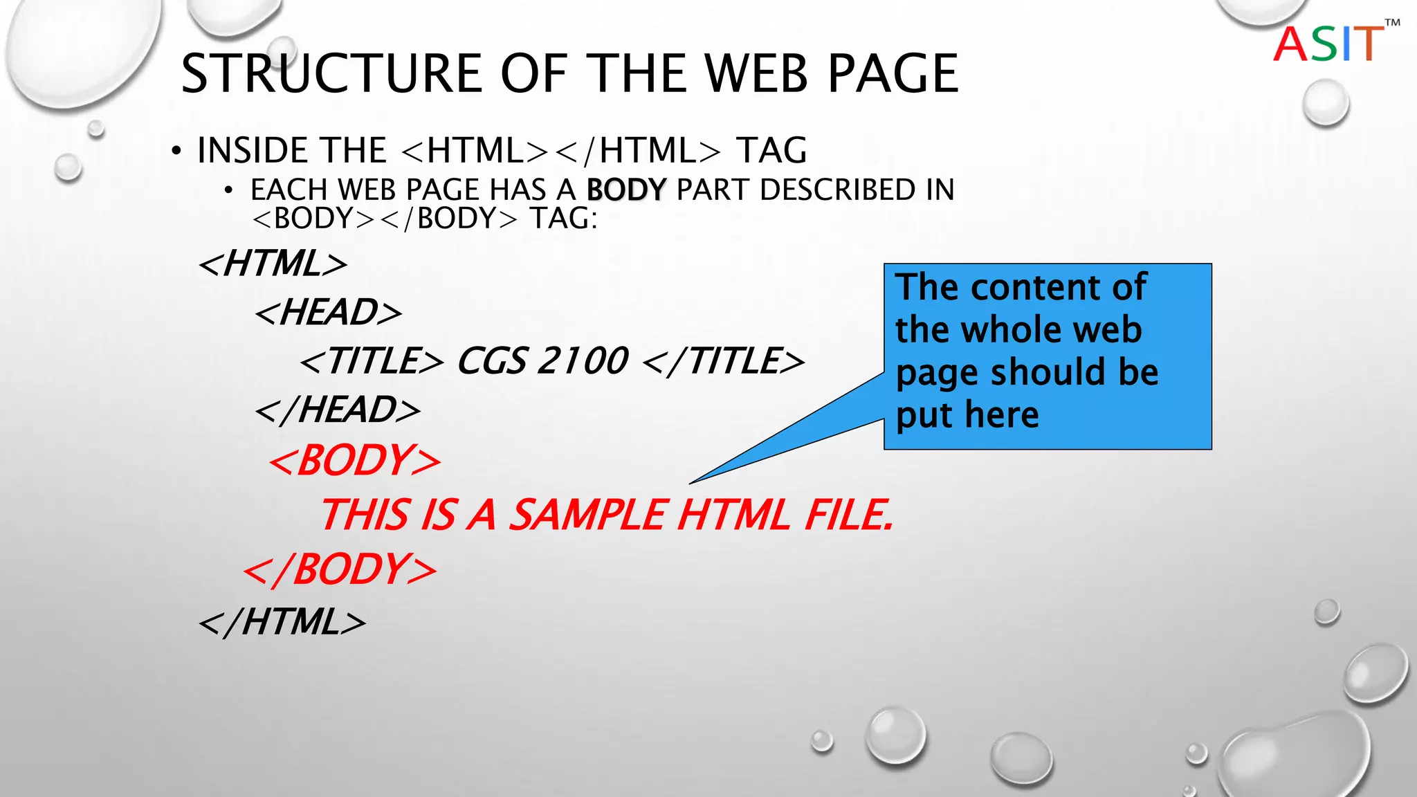 Learn HTML at ASIT | PPTX
